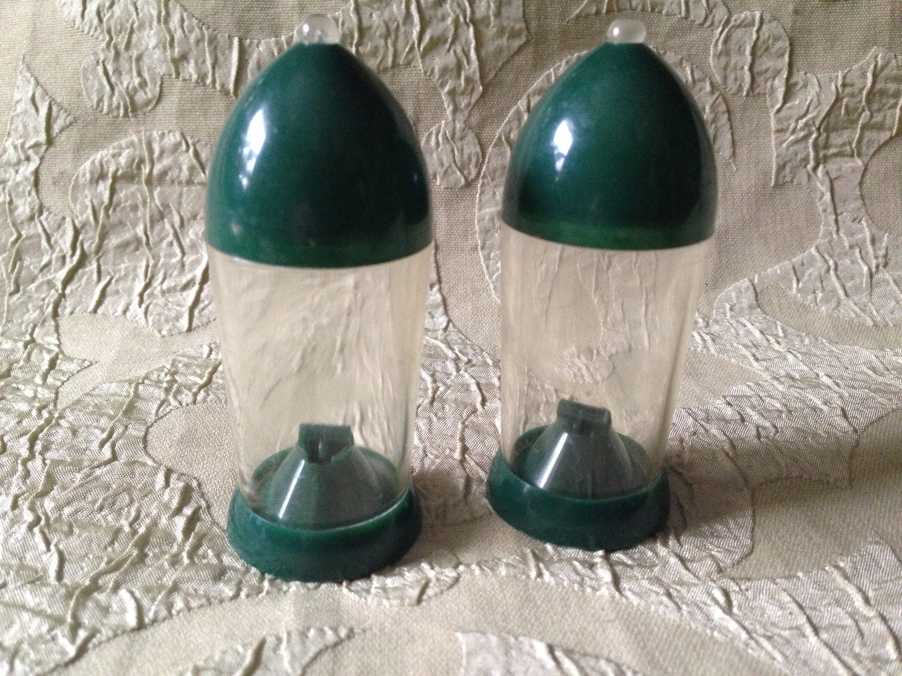 Salt & Pepper Shakers Green Rocket Ships Vintage Mid Century Country ...