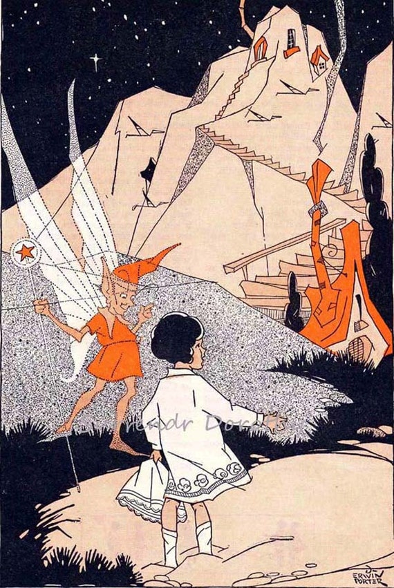 Lithographs The Sand Fairy Erwin Porter 1927 Art Deco Vintage Children ...