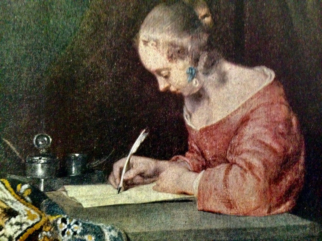 The Letter by Ter Borch Art Masters Color Lithograph Vintage Poster to ...
