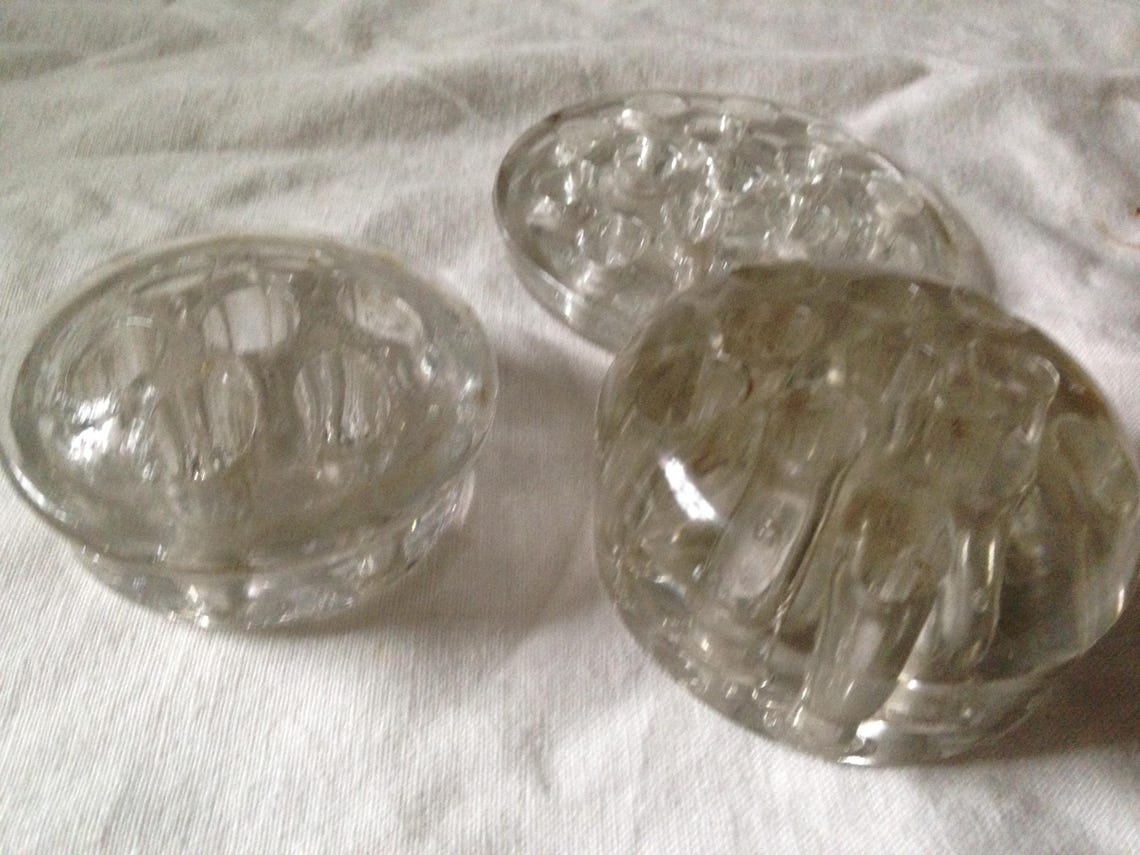 3 Vintage Clear Glass Flower Frogs 1950s - Etsy
