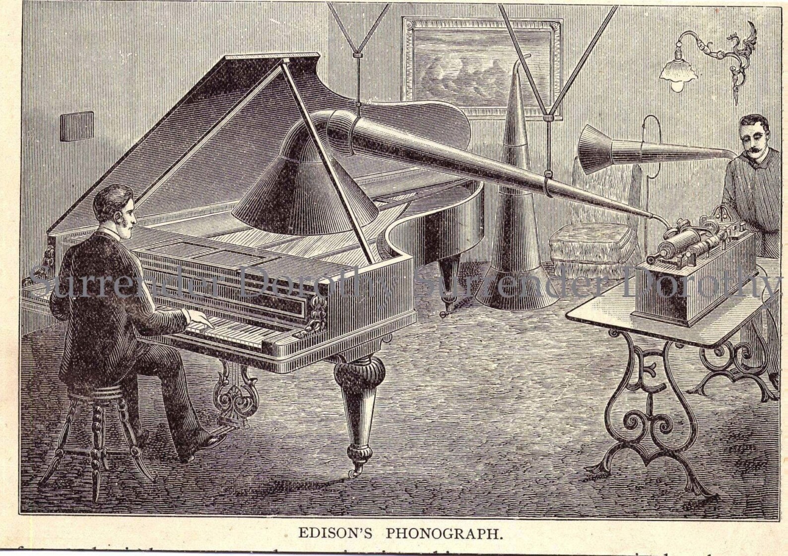 Edison's Phonograph Invention 1892 Vintage Victorian Engraving ...