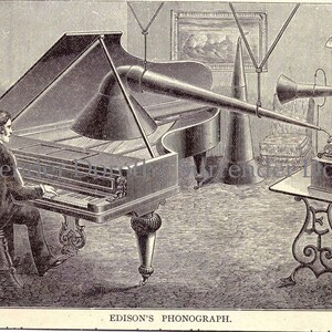 Edison's Phonograph Invention 1892 Vintage Victorian Engraving ...