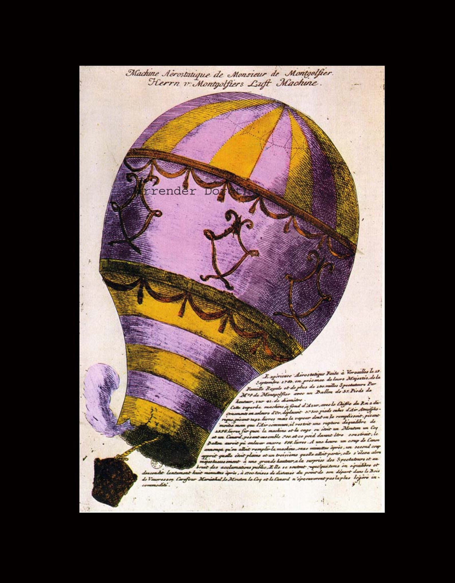 Aviation Montgolfer's Hot Air Balloon Luft Machine 1783 First Flight ...