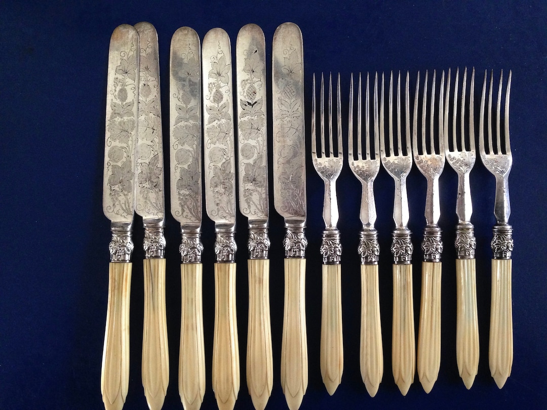 Bone Handle Flatware Breakfast Dessert Salad Knives Forks Victorian Silver Plate - Etsy