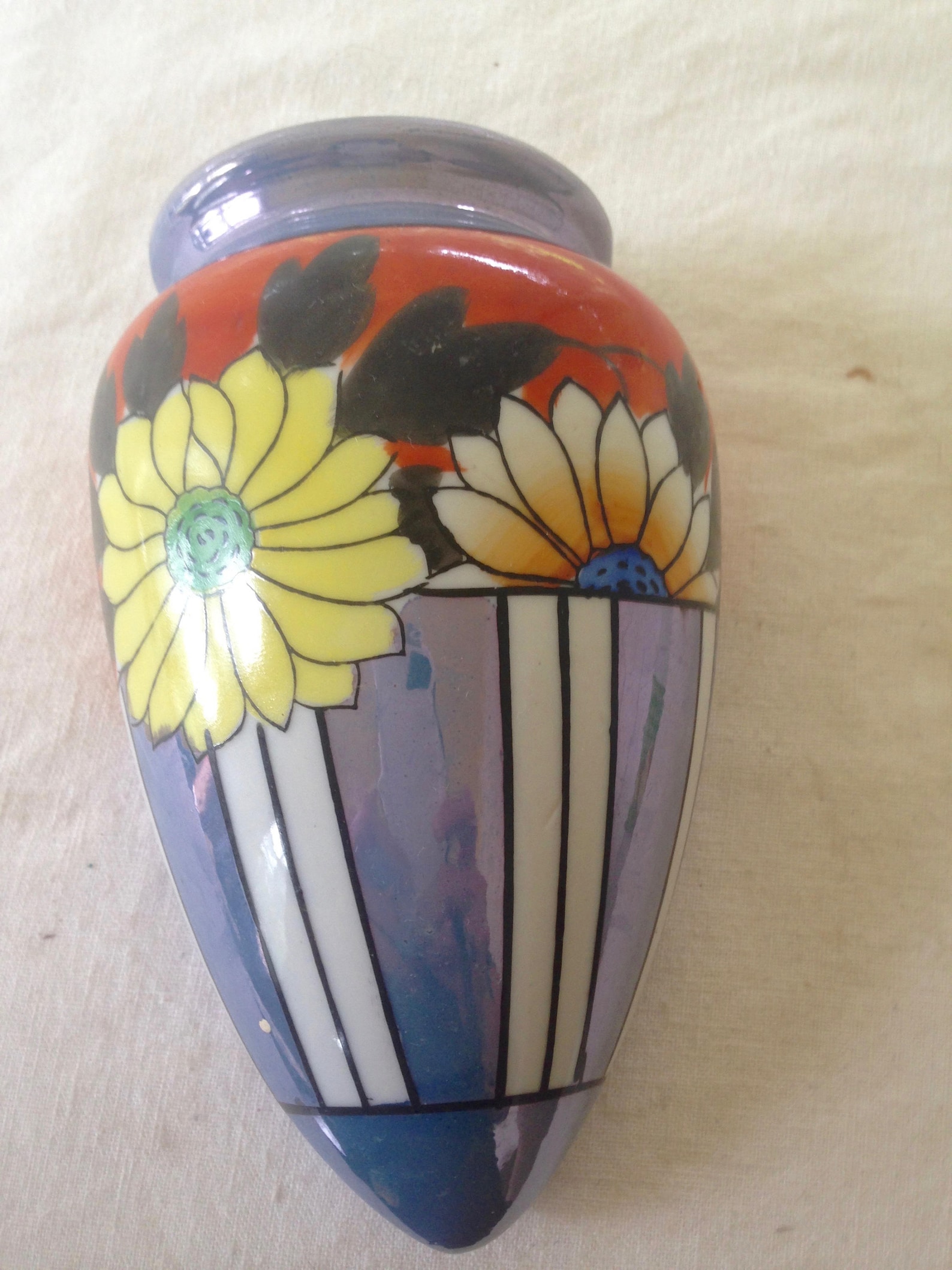 Vintage Japanese Wall Pocket Chrysanthemum Vase Pottery Home | Etsy