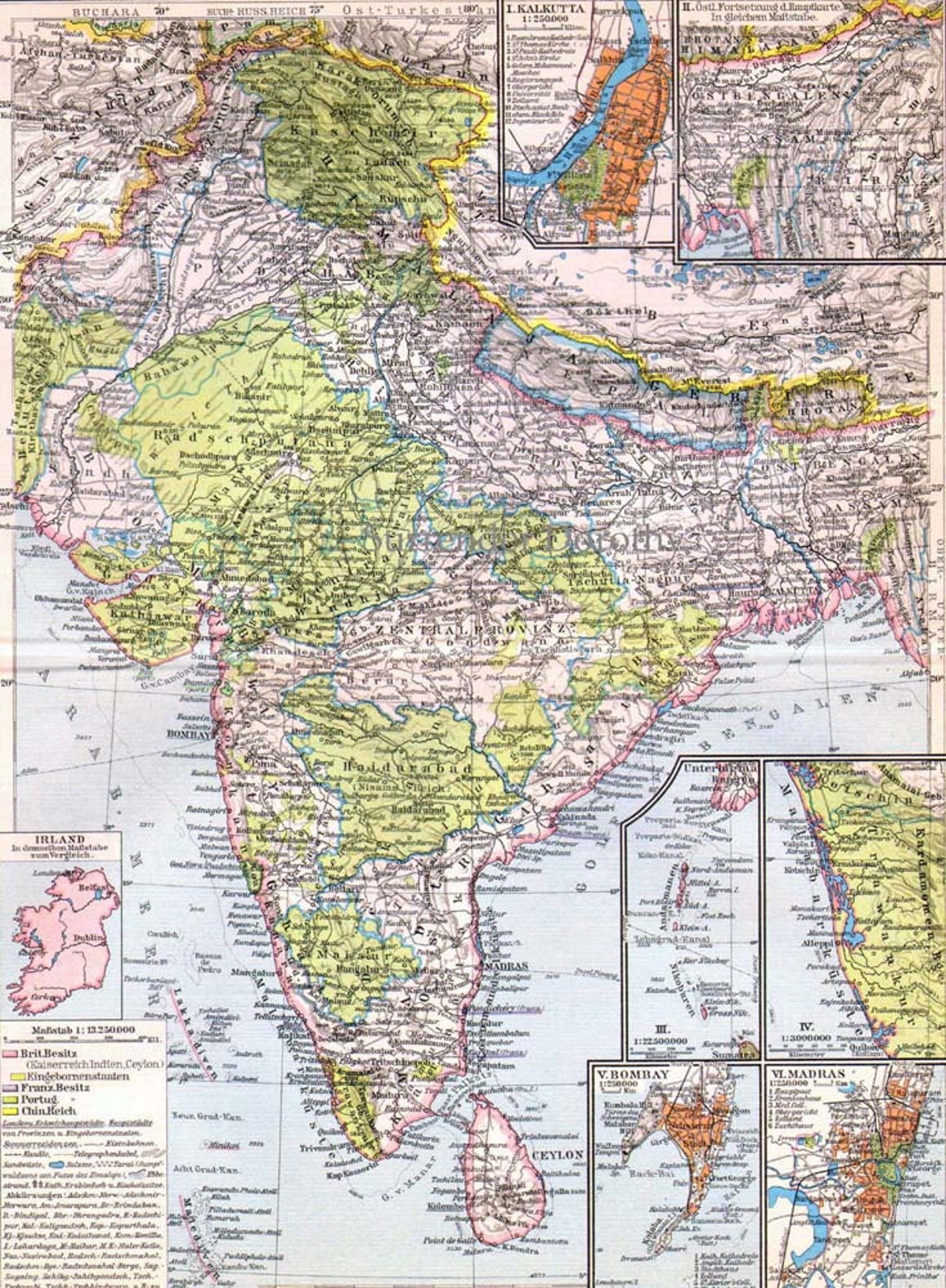India Map Bombay Madras Calcutta 1901 Vintage Edwardian Steel | Etsy