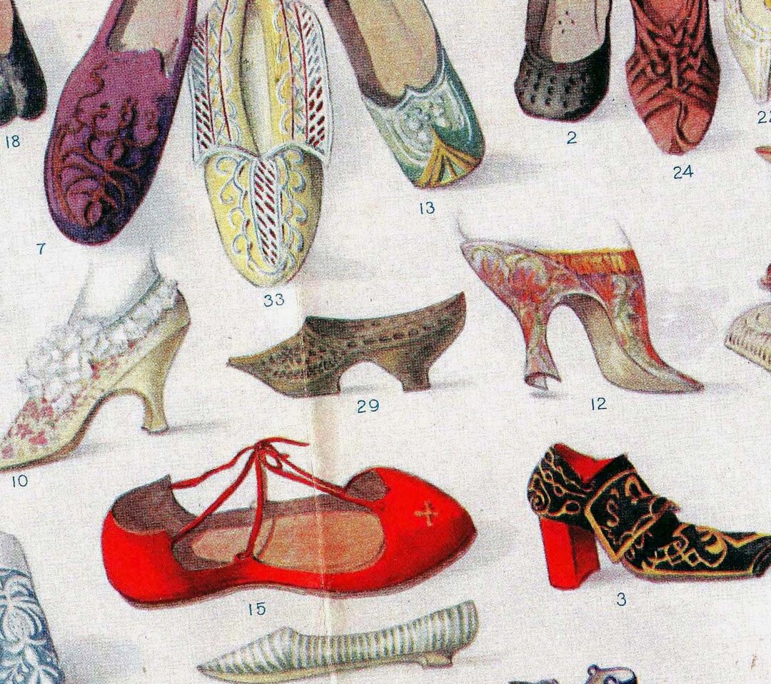 Shoes Throughout History Fabulous Foot Fashion Chart Lithograph 1912 - Etsy