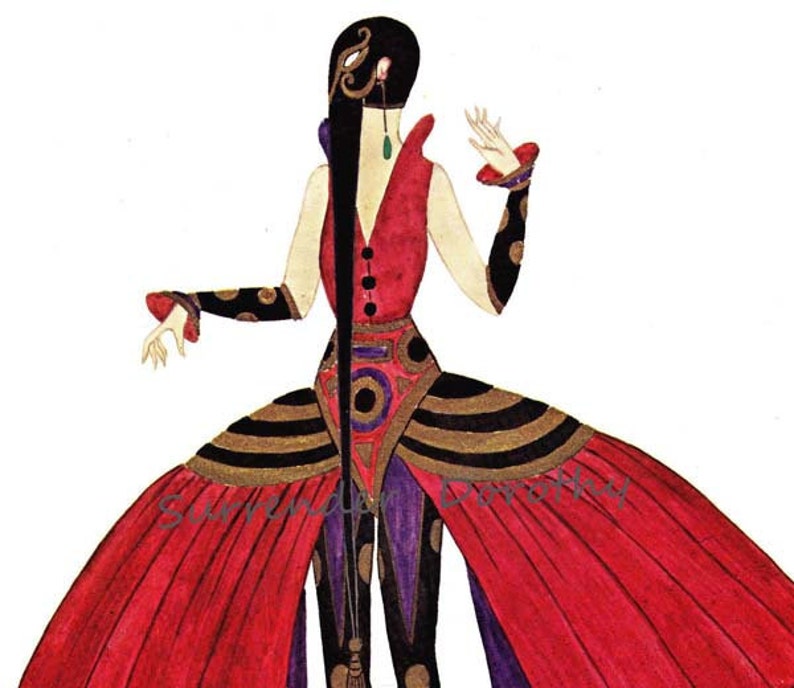 Masked Woman Ballet Costume for the Masks 1912 Erte' Vintage Theatrical ...