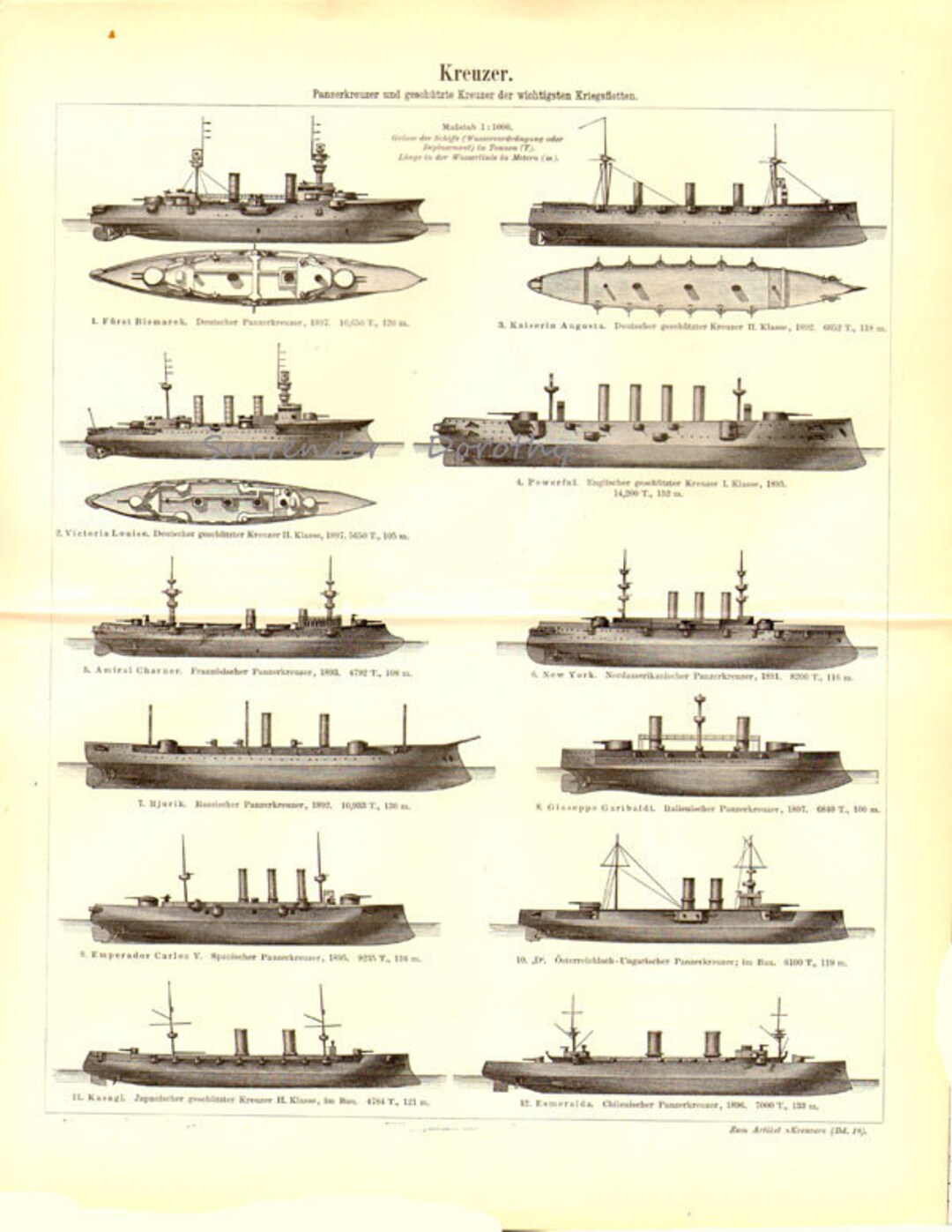 Battleship Cruisers Chart Germany Navy Ships 1887 Victorian Vintage ...