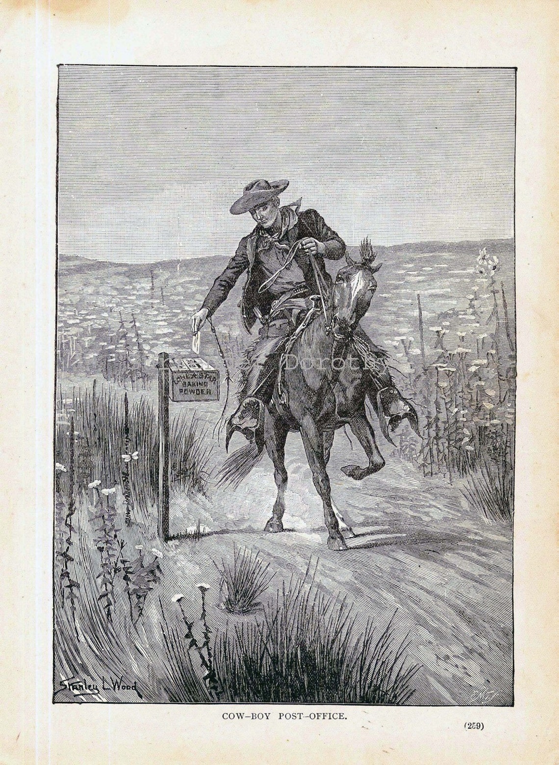 Pony Express Mailman on Horseback 1882 Vintage Victorian Print | Etsy