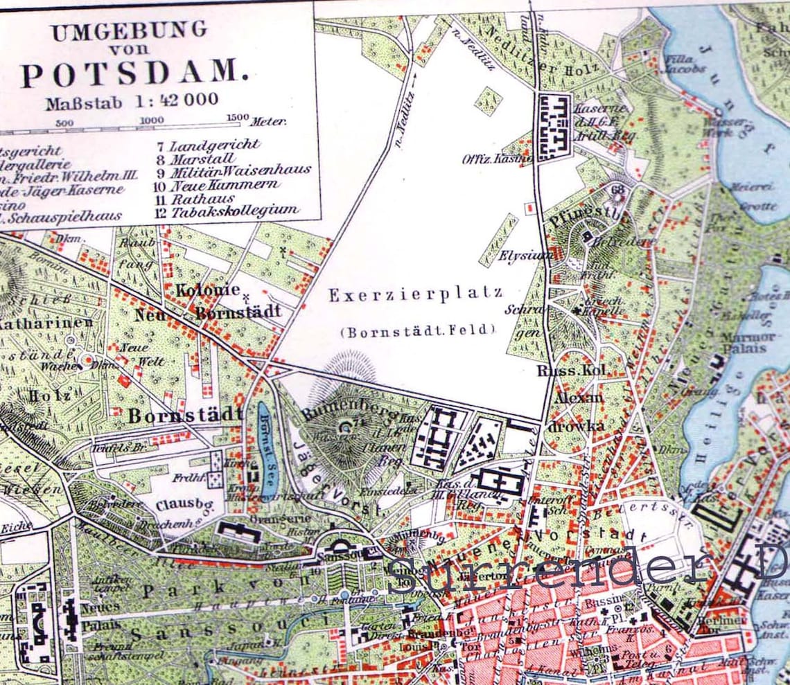 Potsdam Germany Map 1903 Vintage Edwardian Steel Engraving | Etsy