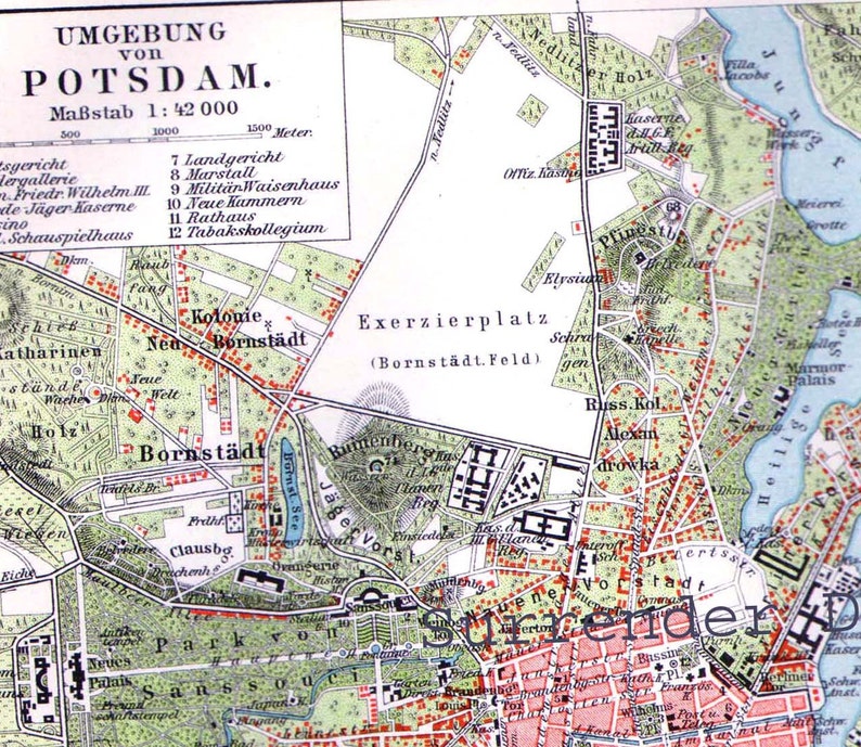 Potsdam Germany Map 1903 Vintage Edwardian Steel Engraving - Etsy