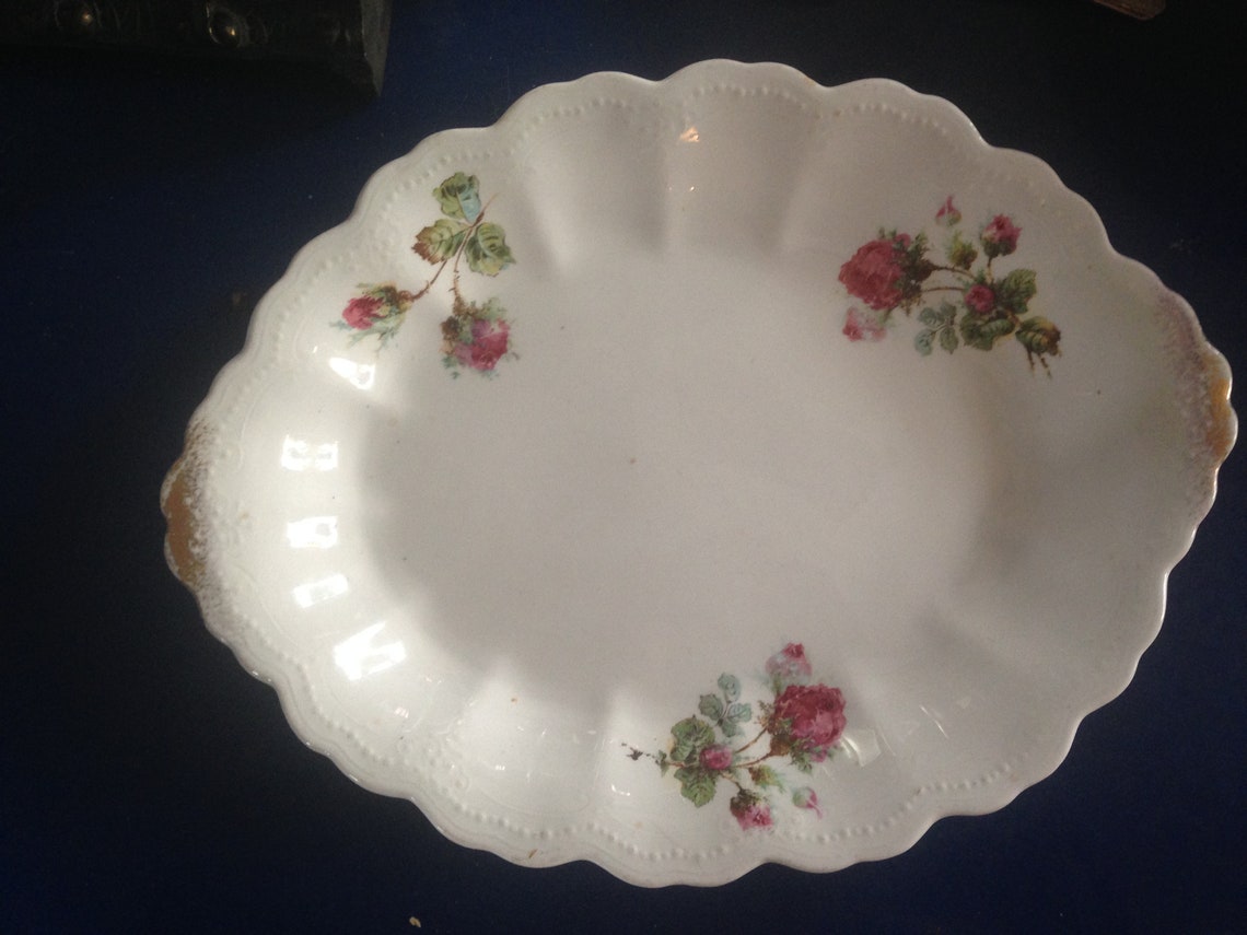 Dresden Porcelain Serving Platter Bavaria Red Roses 12.5" X 9.5" Medium ...