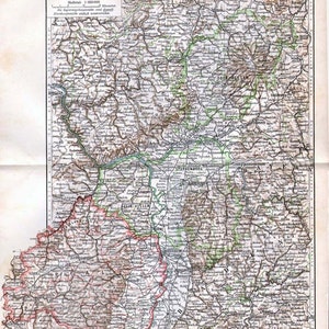 Map Grand Duchy Hesse Province Germany Edwardian 1903 Antique Steel ...