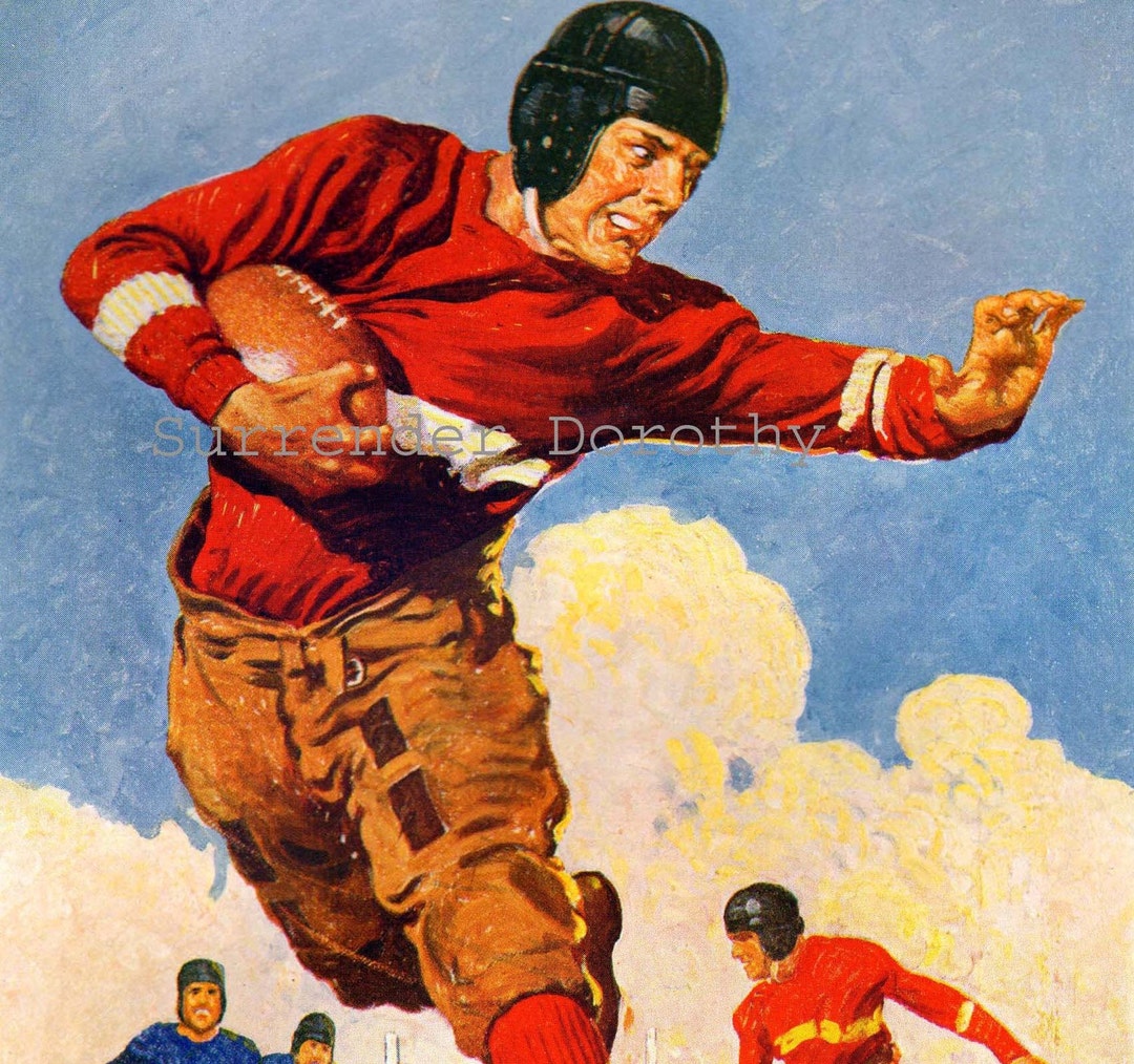 Football Hero Kellogg Cereal Ad Vintage Color Lithograph to Frame ...