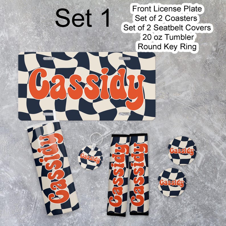 Retro Wavy Check Personalized License Plate: Car Accessories - Etsy