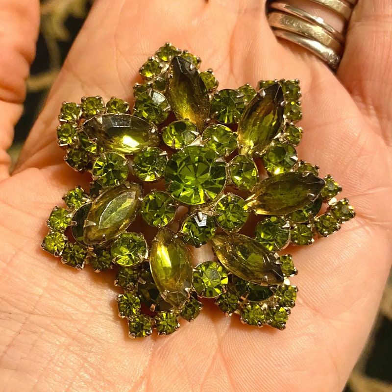 Green Rhinestone Pin - Etsy