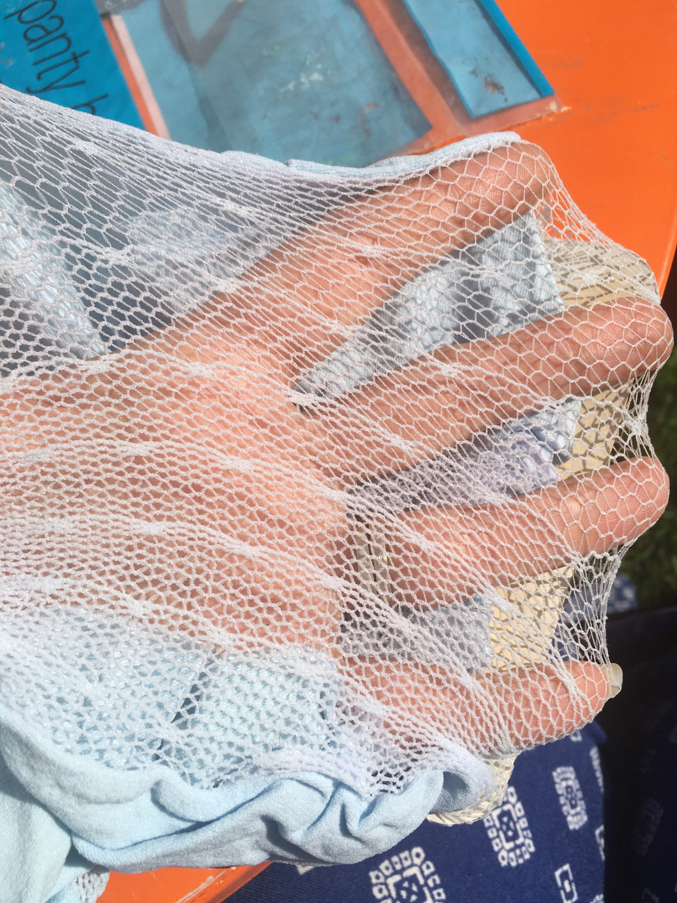 60's Light Blue Patterned FISHNET PANTYHOSE Tights, Mint in Package ...