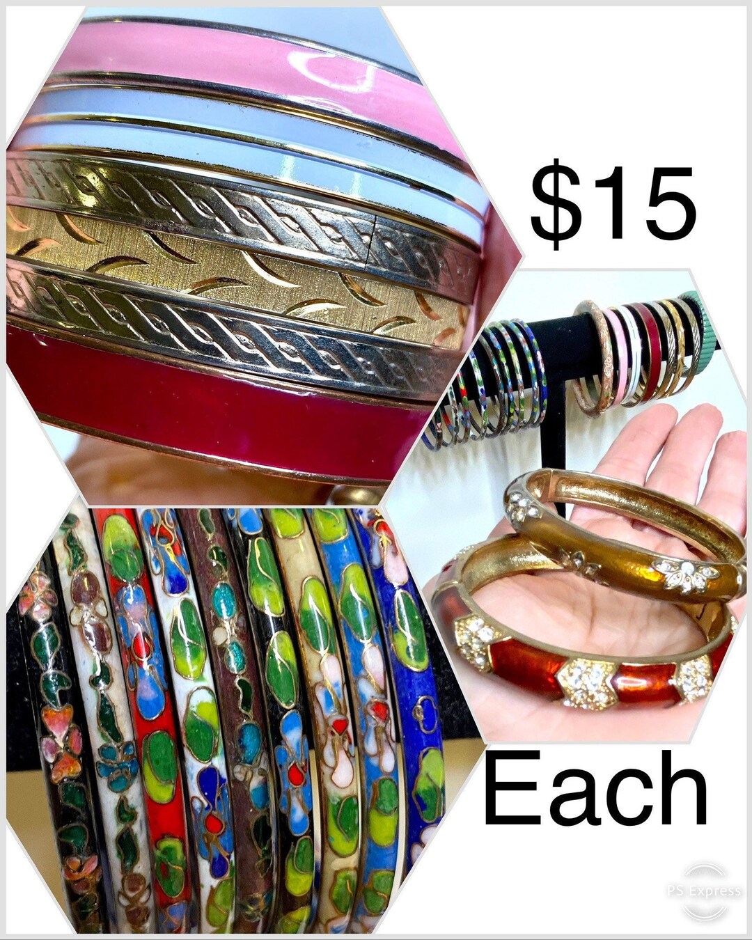 Choice 1960's Bangle Bracelets, Cloisonné Enamel, 60s Trifari and Monet ...