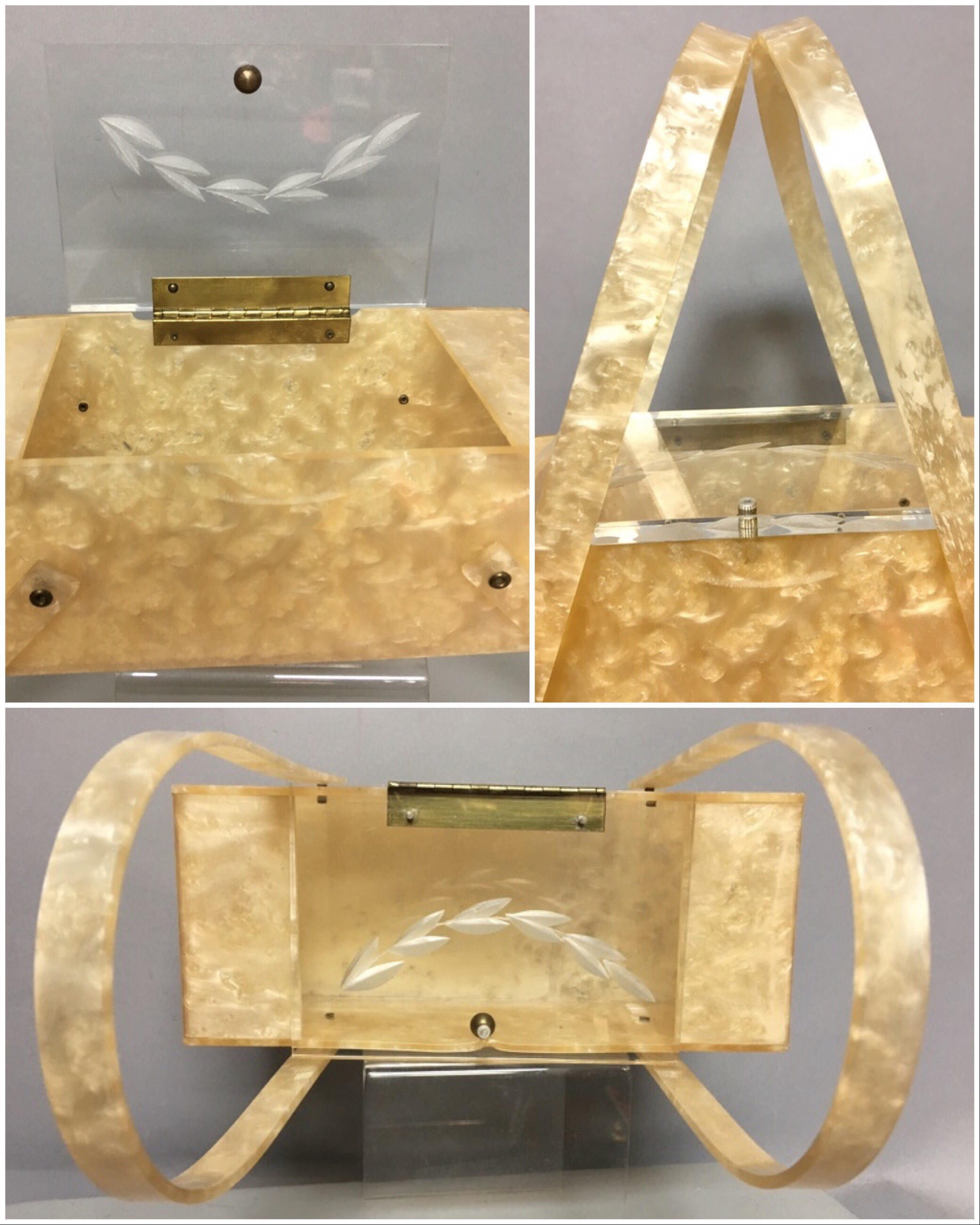 LUCITE Box Bag, Vintage 1950's MARBLEIZED Lucite Purse, With Reverse ...