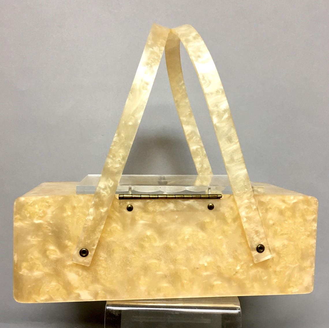 LUCITE Box Bag, Vintage 1950's MARBLEIZED Lucite Purse, With Reverse ...