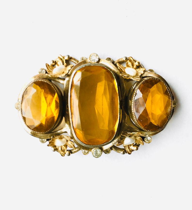 Heavy 1930’s VICTORIAN Revival Pin / 30s Sash Pin / 40’s Brooch With ...