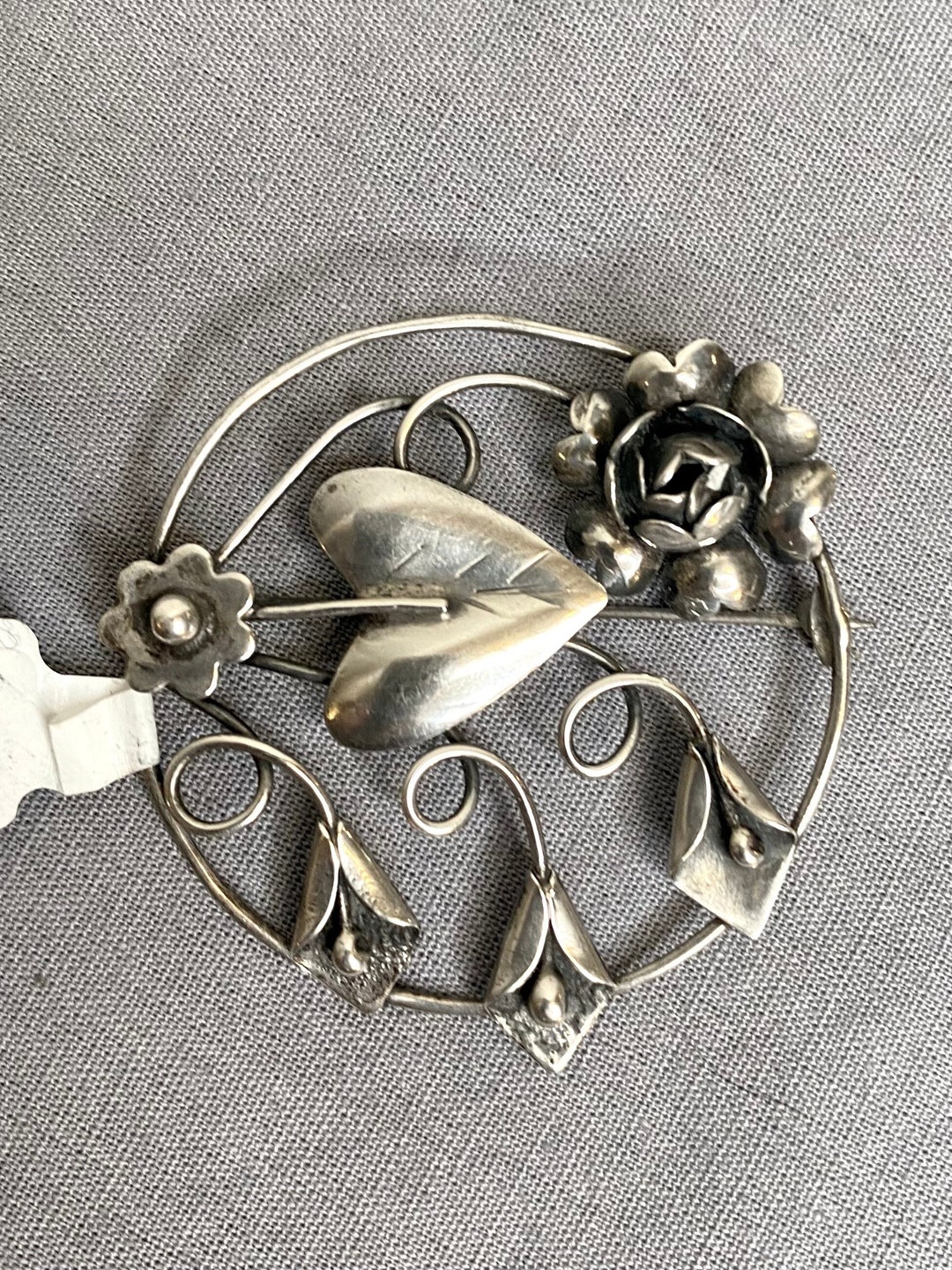 Cast Floral 1940s STERLING Silver Brooch Arts and Crafts Pin - Etsy