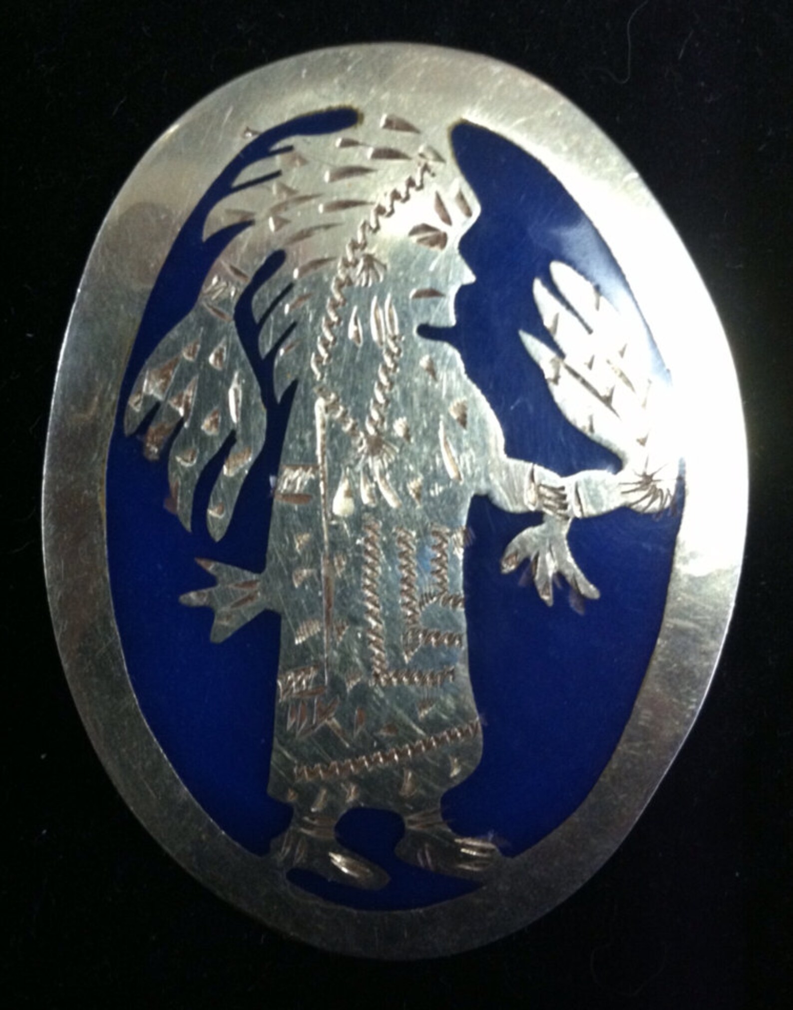 40's/50's Mexican AZTEC ENAMEL Sterling SILVER Pin or Pendant - Etsy