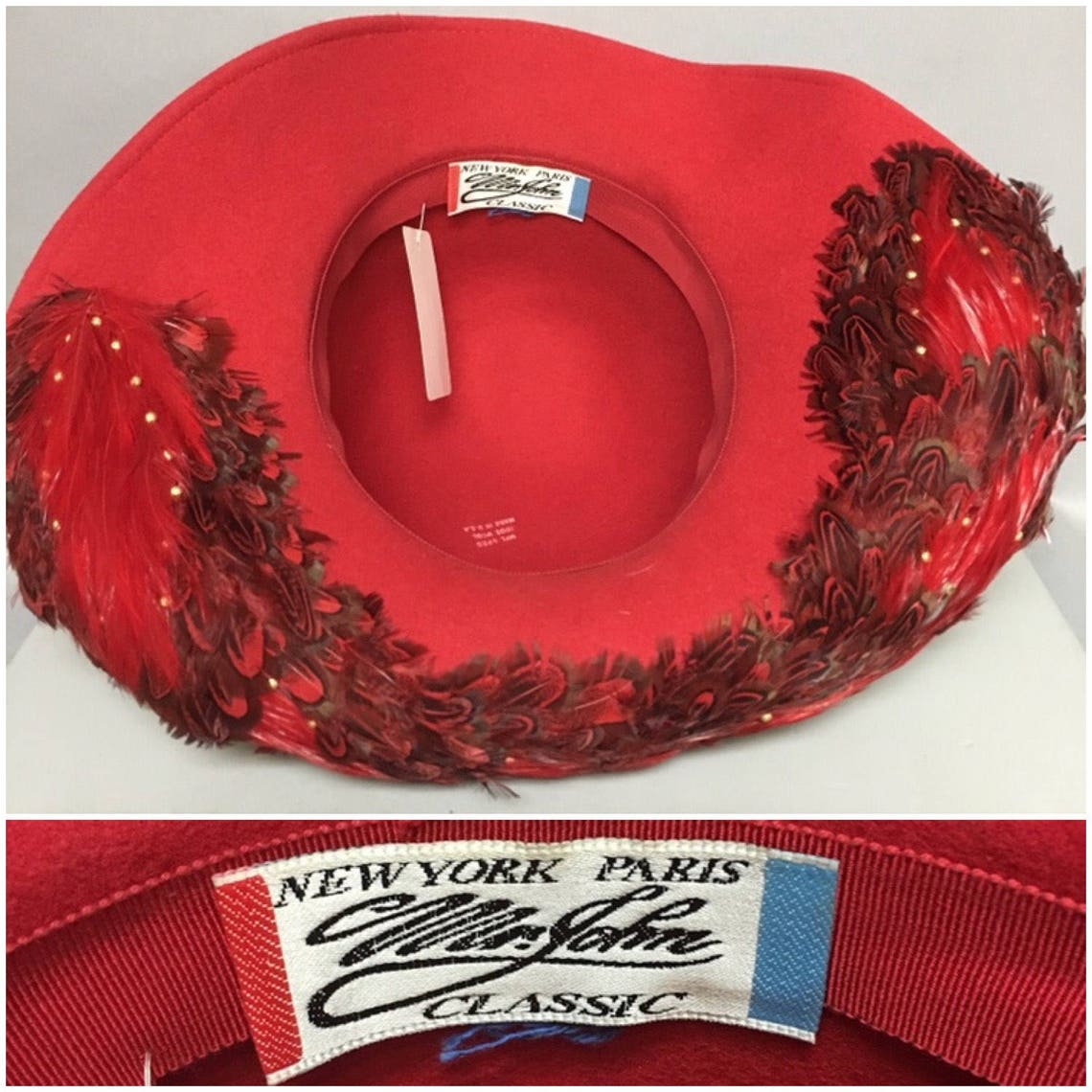 To Die 4 Vintage 1980's Red FEATHER Hat Mr. John Classic - Etsy
