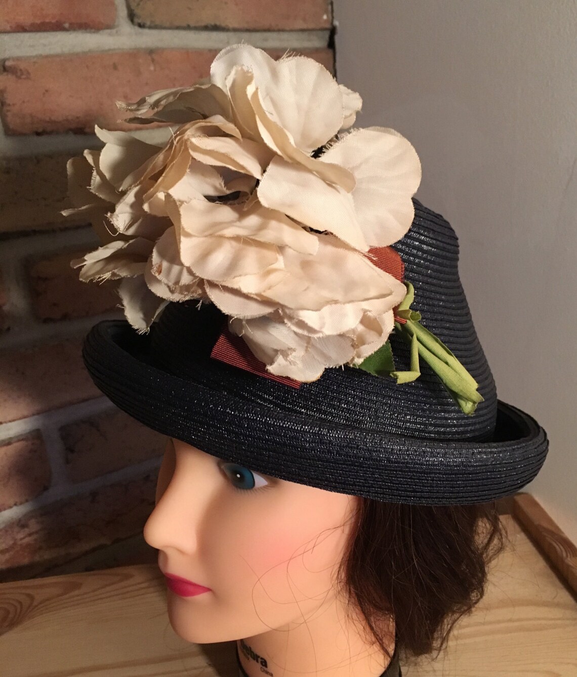 Late 1930's Black STRAW Hat / New York Creation 30s Hat / - Etsy