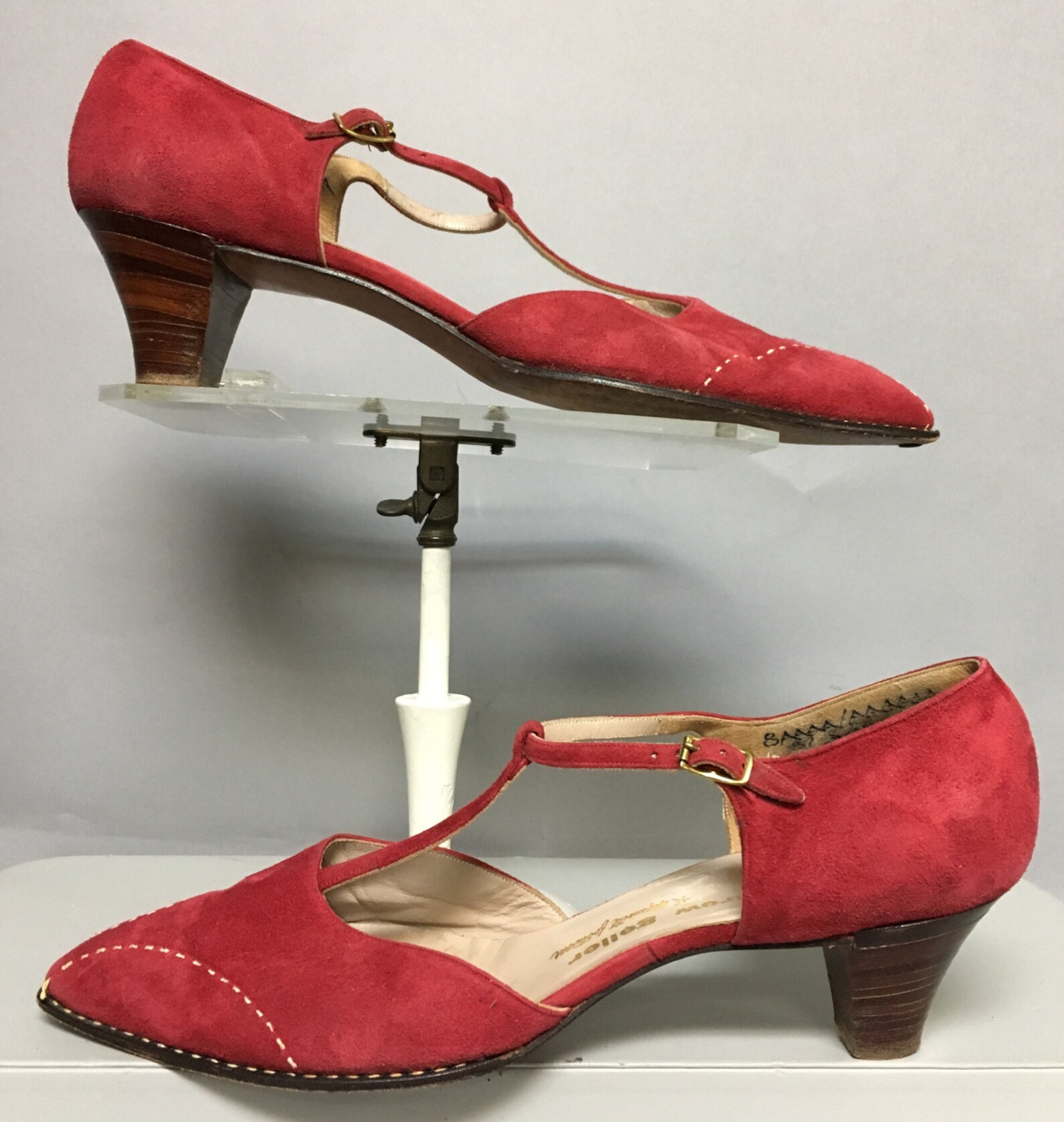 Vintage 50s/60's ROCKABILLY Heels, T-STRAP High Heel Shoes, in Red ...