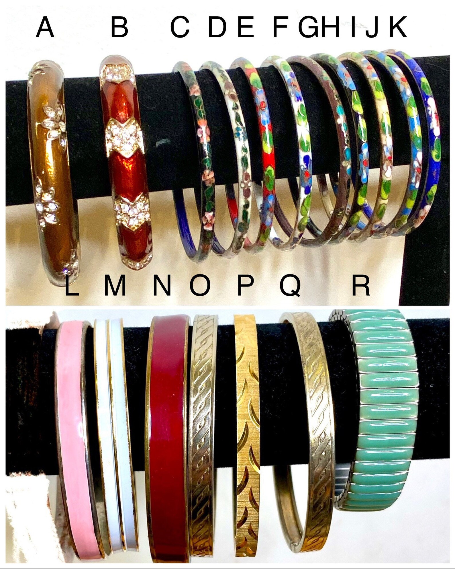 Choice 1960's Bangle Bracelets, Cloisonné Enamel, 60s Trifari and Monet ...