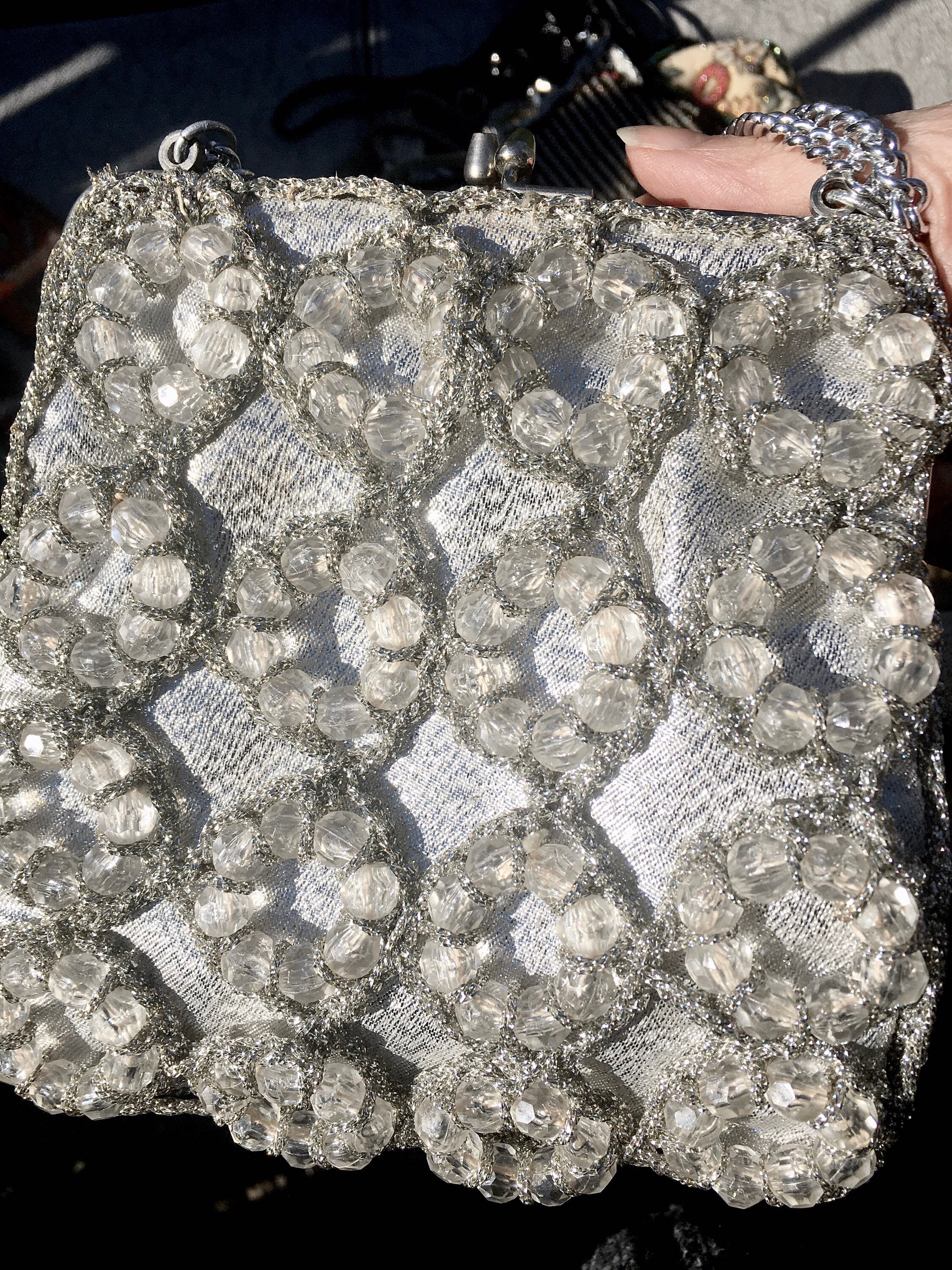 Fun Vintage 1960's Silver BEADED Bag / 70s DISCO Purse / Mod 60s ...