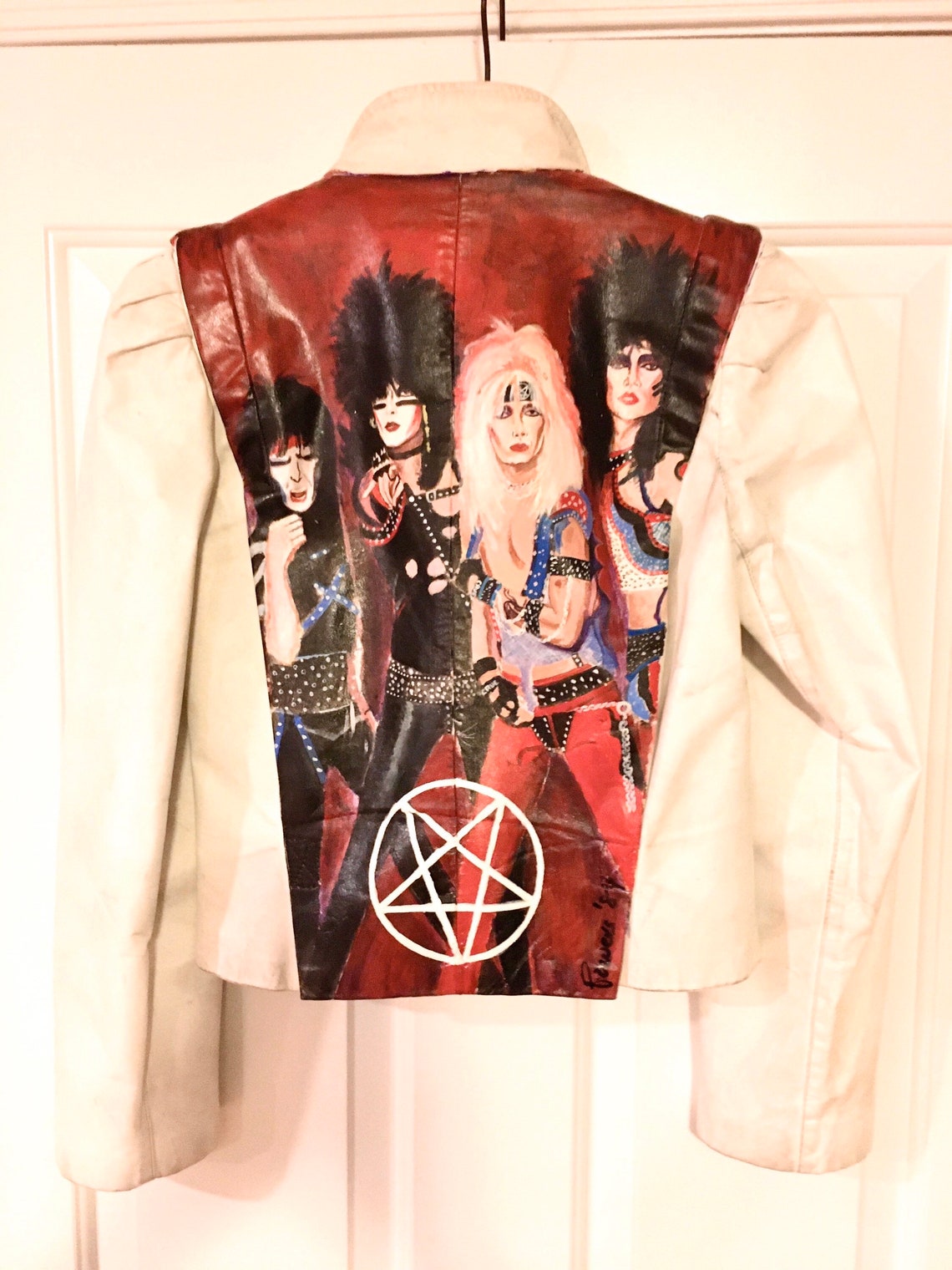 1980s Hand-painted Motley Crue Leather Jacket, Ladies Small - Etsy