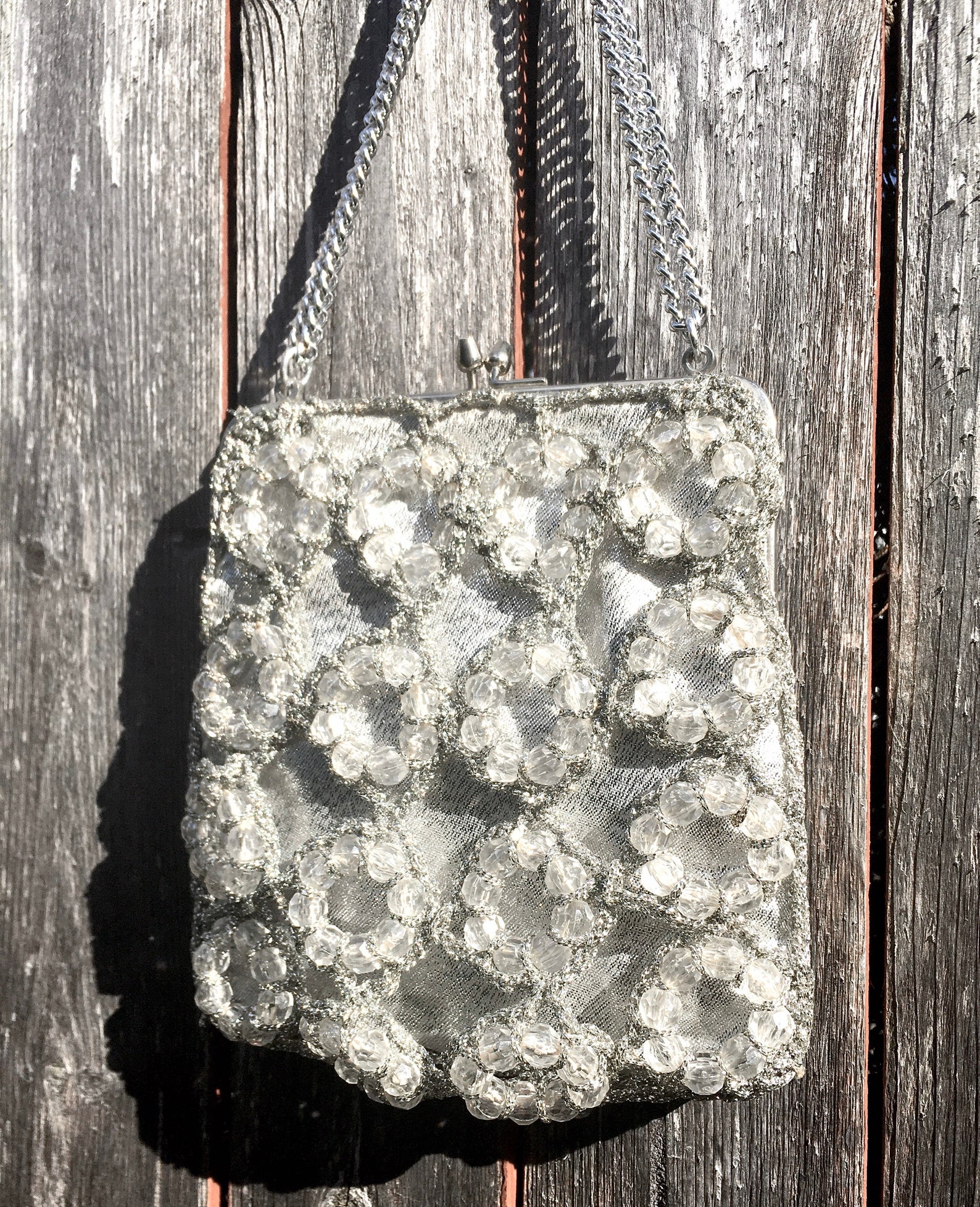 Fun Vintage 1960's Silver BEADED Bag / 70s DISCO Purse / Mod 60s ...