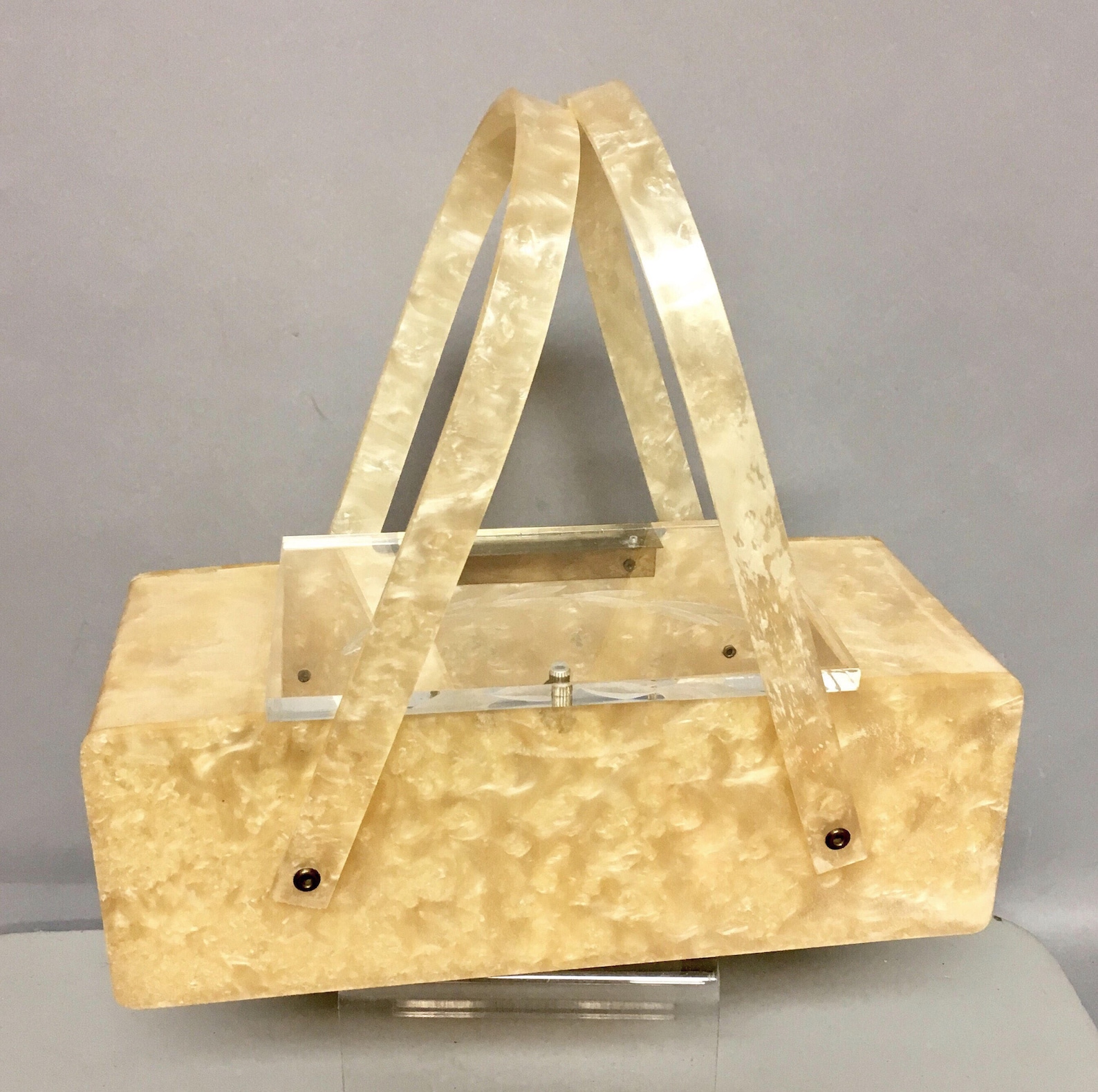 LUCITE Box Bag, Vintage 1950's MARBLEIZED Lucite Purse, With Reverse ...