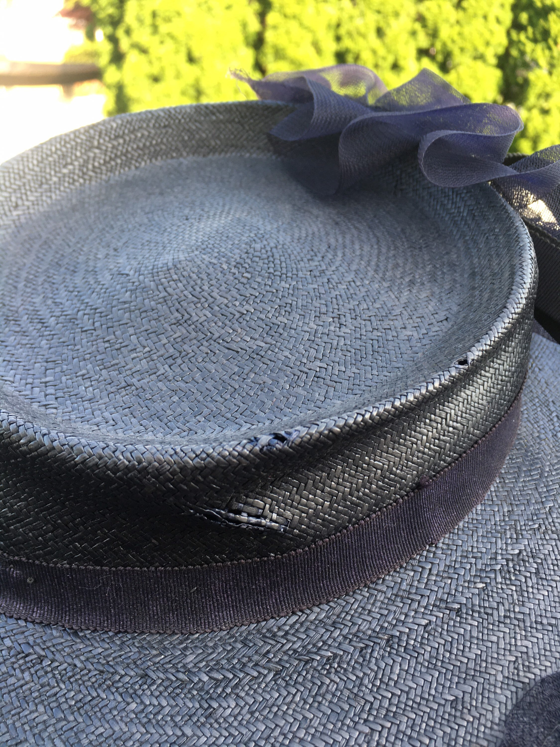 1940's Navy Straw Wide Brim CARTWHEEL Hat W Ruffled Crinoline Trim - Etsy