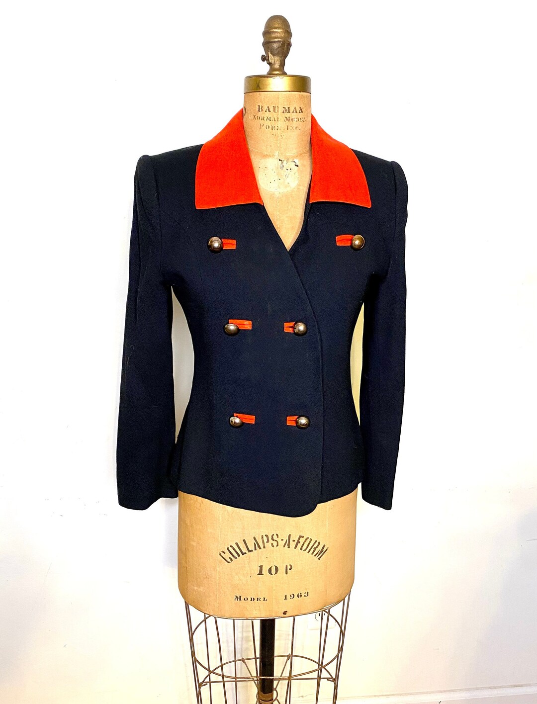 1990’s MILITARY Style WOOL Ladies Jacket, Red and Black Blazer, Size 4 ...