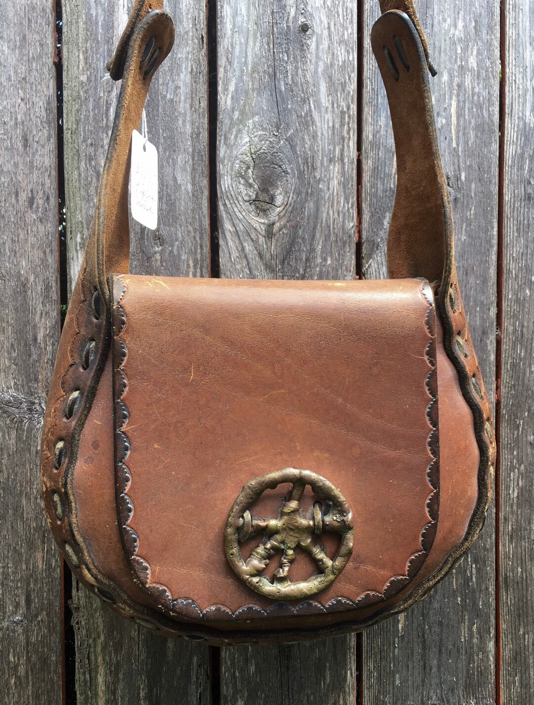 1960's Hand Made LEATHER Shoulder Bag, 60's HIPPIE Era Purse, With ...