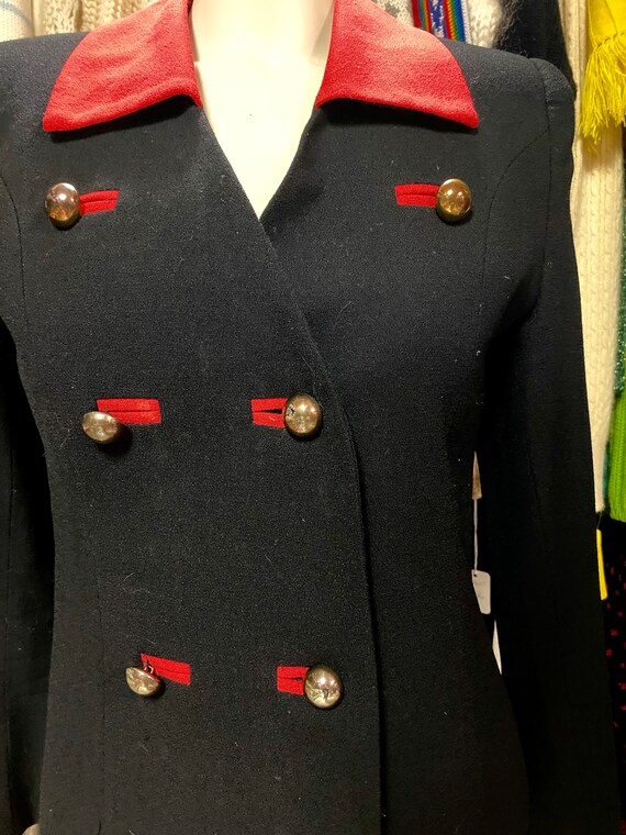 1990’s MILITARY Style WOOL Ladies Jacket, Red and Bla… - Gem