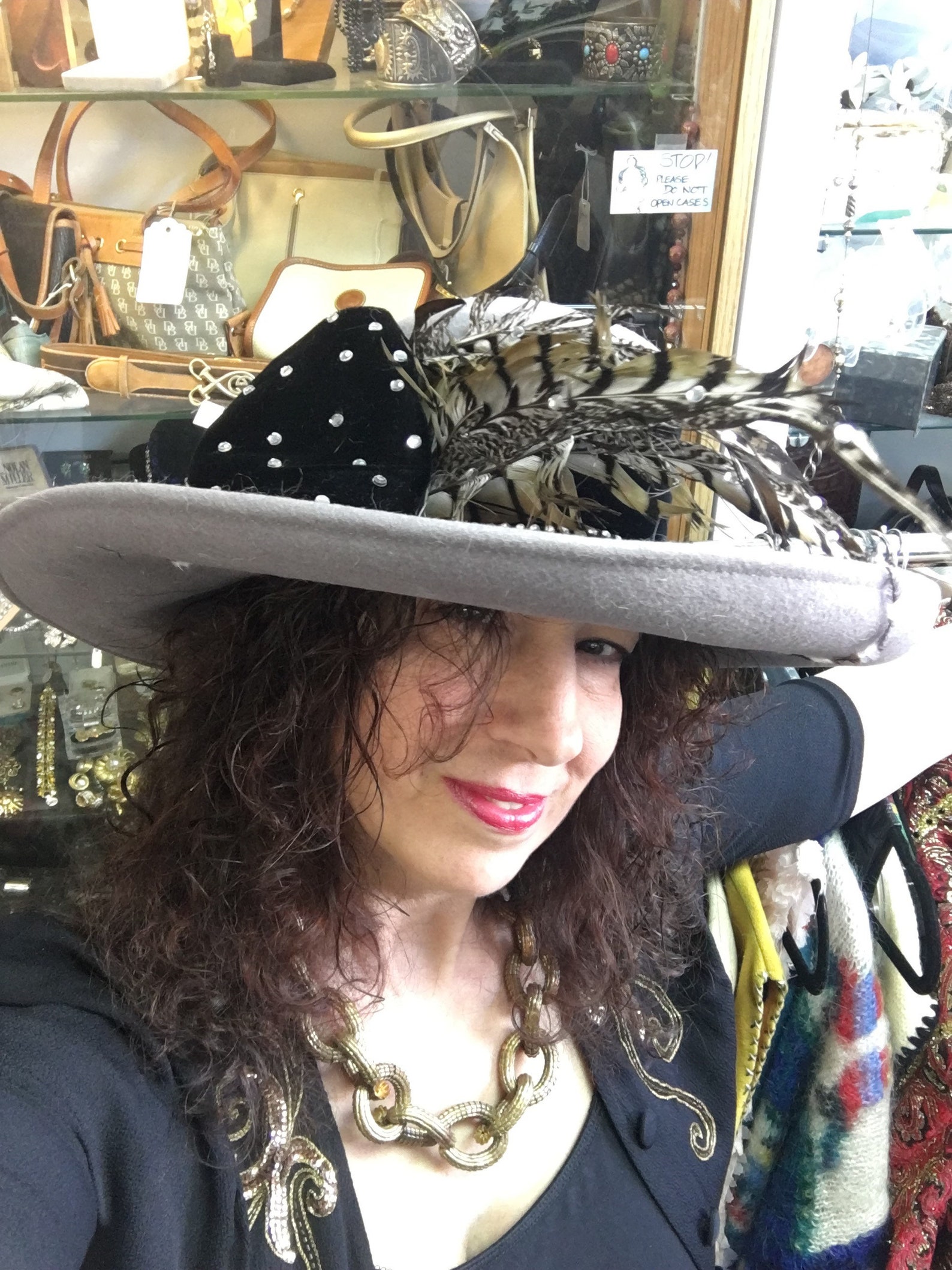 Fab NWT Vintage 1980's Wool WIDE BRIM Hat, 80s Hat With Feathers ...