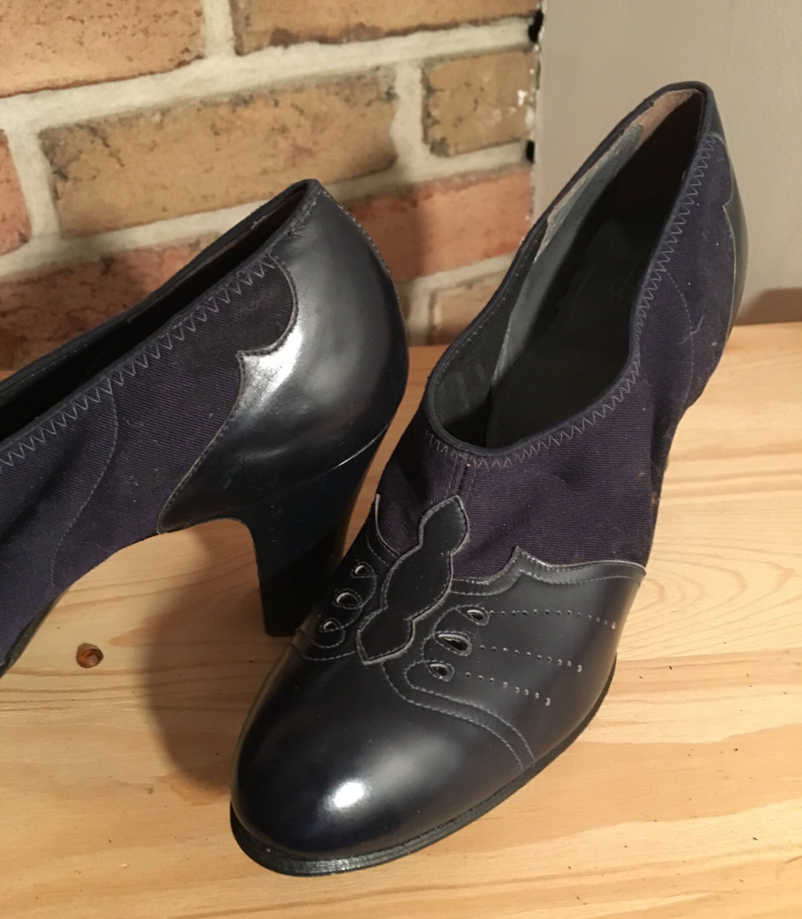 Unworn 1920's Leather & Faille FLAPPER High Heel Shoes / - Etsy