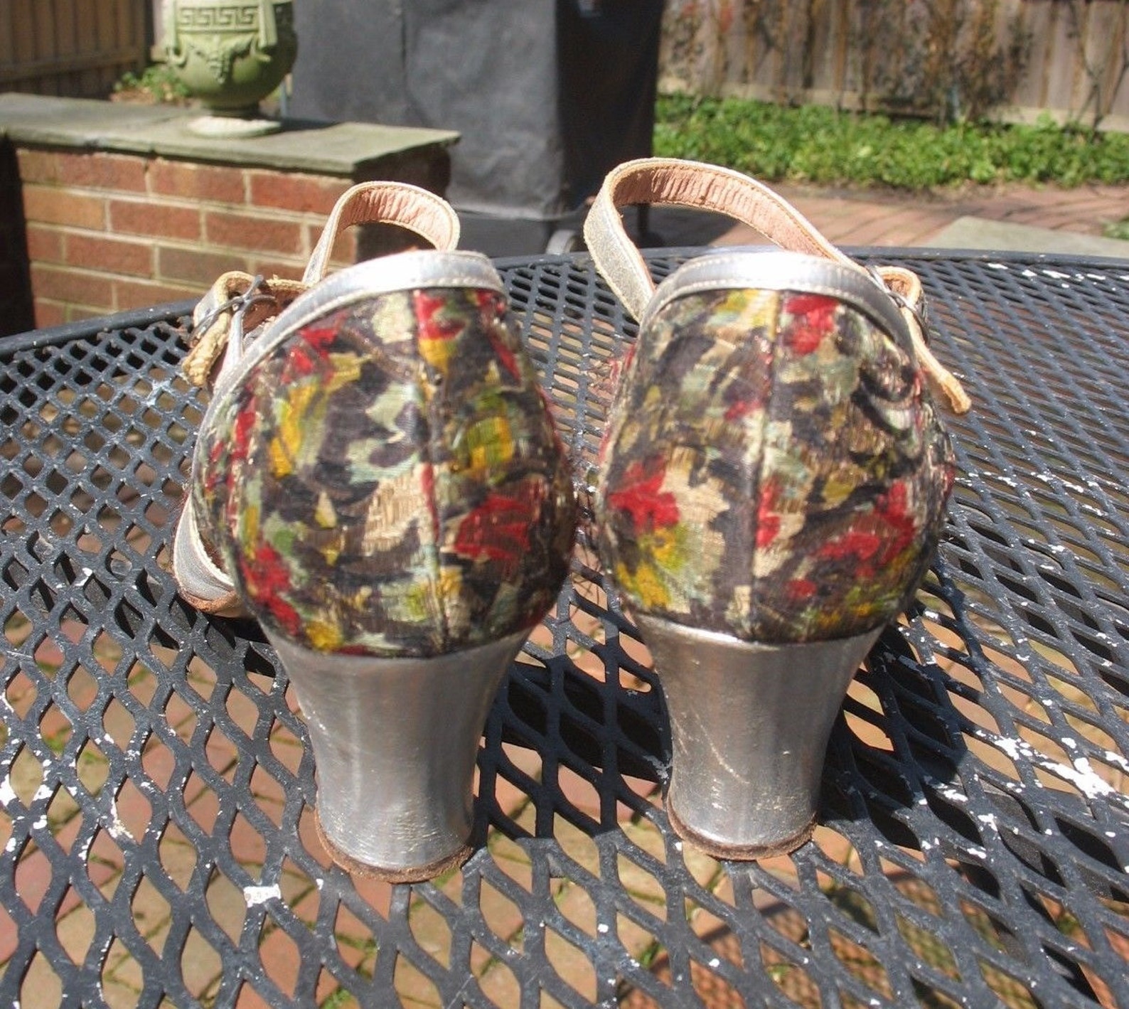 Vintage 1920's Flapper Shoes, Brocade & Silver LEATHER, Art DECO, High ...