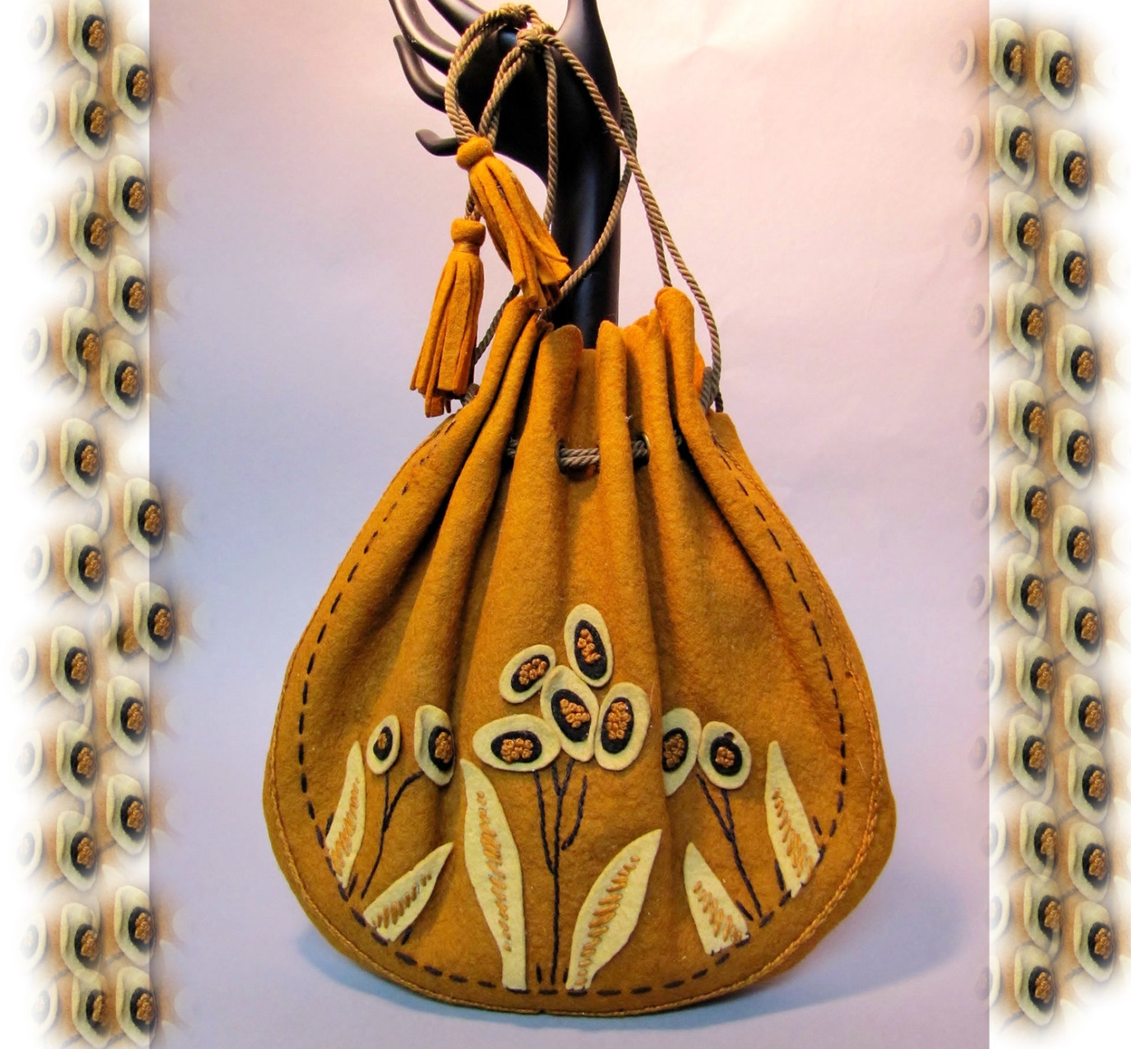 Fabulously Fun Early 1930's ARTS & CRAFTS, Wool Felt Pouch Purse ...