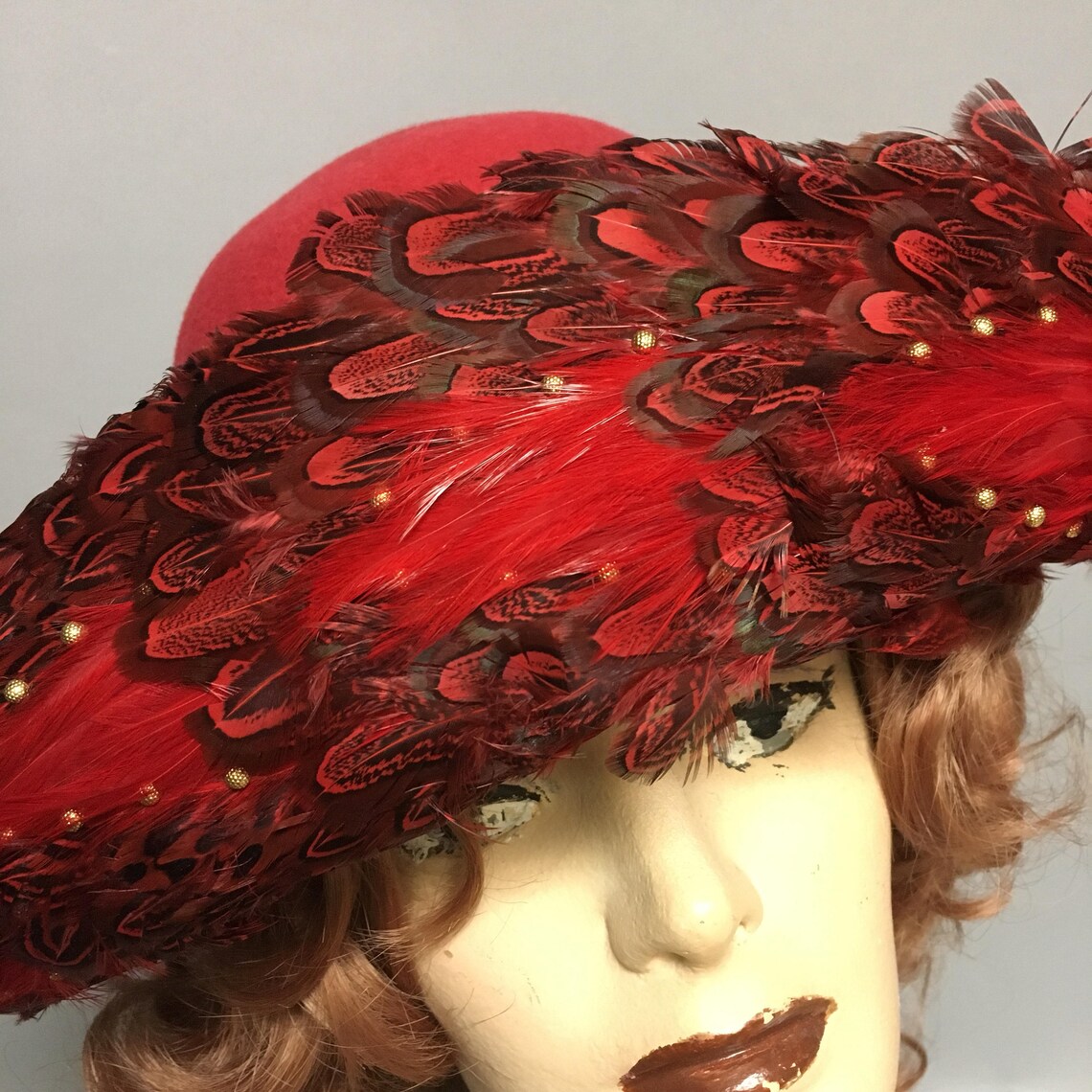 To Die 4 Vintage 1980's Red FEATHER Hat Mr. John Classic - Etsy