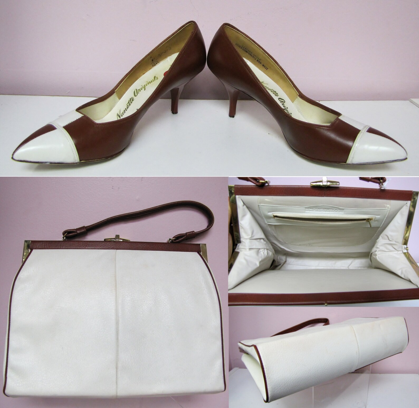 MOD Vintage 60's COLORBLOCK Purse, and 2 Tone High Heel Shoes, Set ...