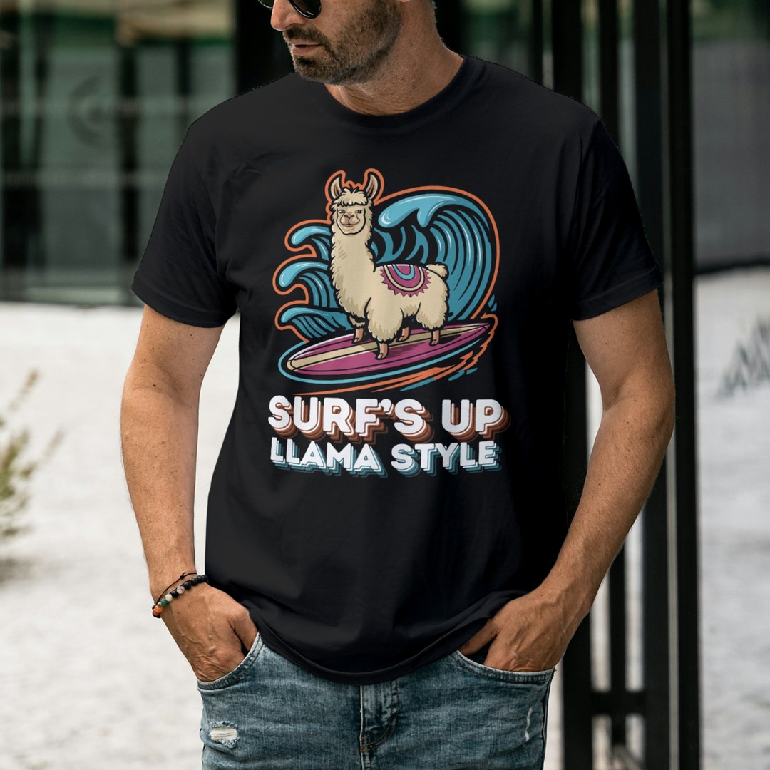 Surf's up Llama Style Shirt PNG SVG Funny Shirt Surfing Retro Llama SVG ...