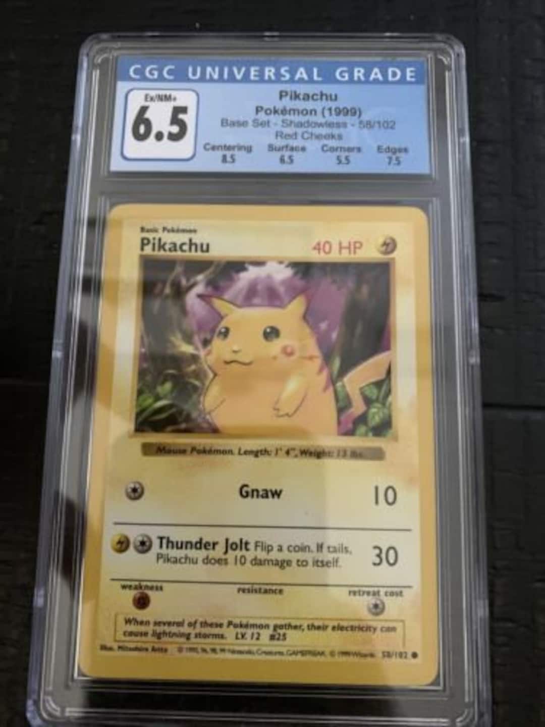 1999 Base Set Shadowless Pikachu Rare Red Cheeks CGC 6.5 Similar To - Etsy