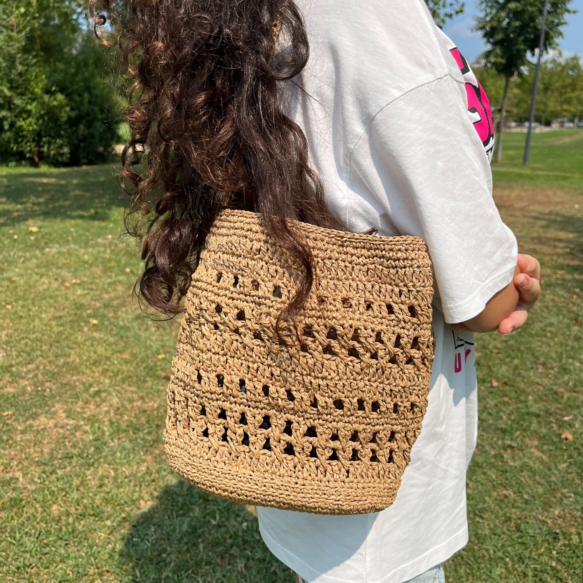Handmade Raffia Bag, Handmade Crochet Bag, Raffia Boho Bag, Bucket Bag ...