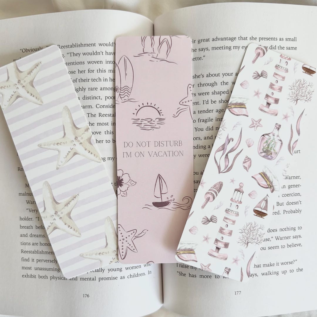 Pink Summer Bookmark: Beach Theme, Ocean Design - Etsy
